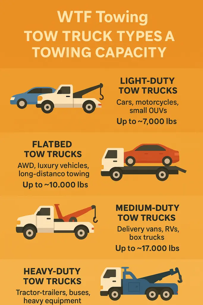 Tow Truck Types and Towing Capacity: A Complete Guide by WTF Towing ...